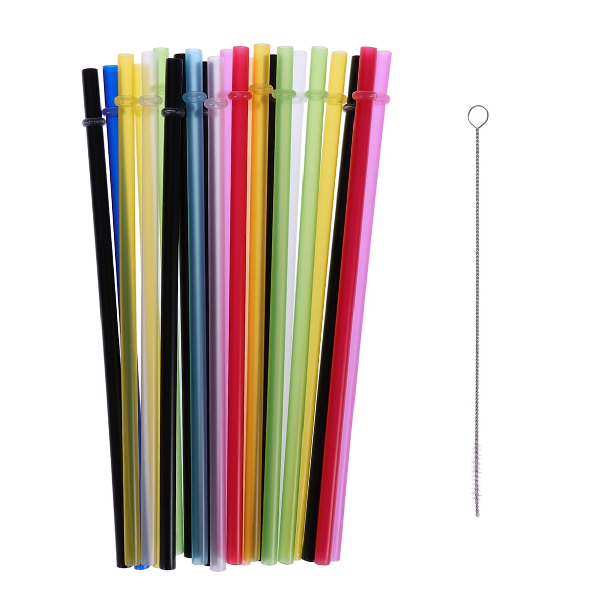 SHISUYAN 25 Pieces Reusable Plastic Straws Long Drinking Transparent ...