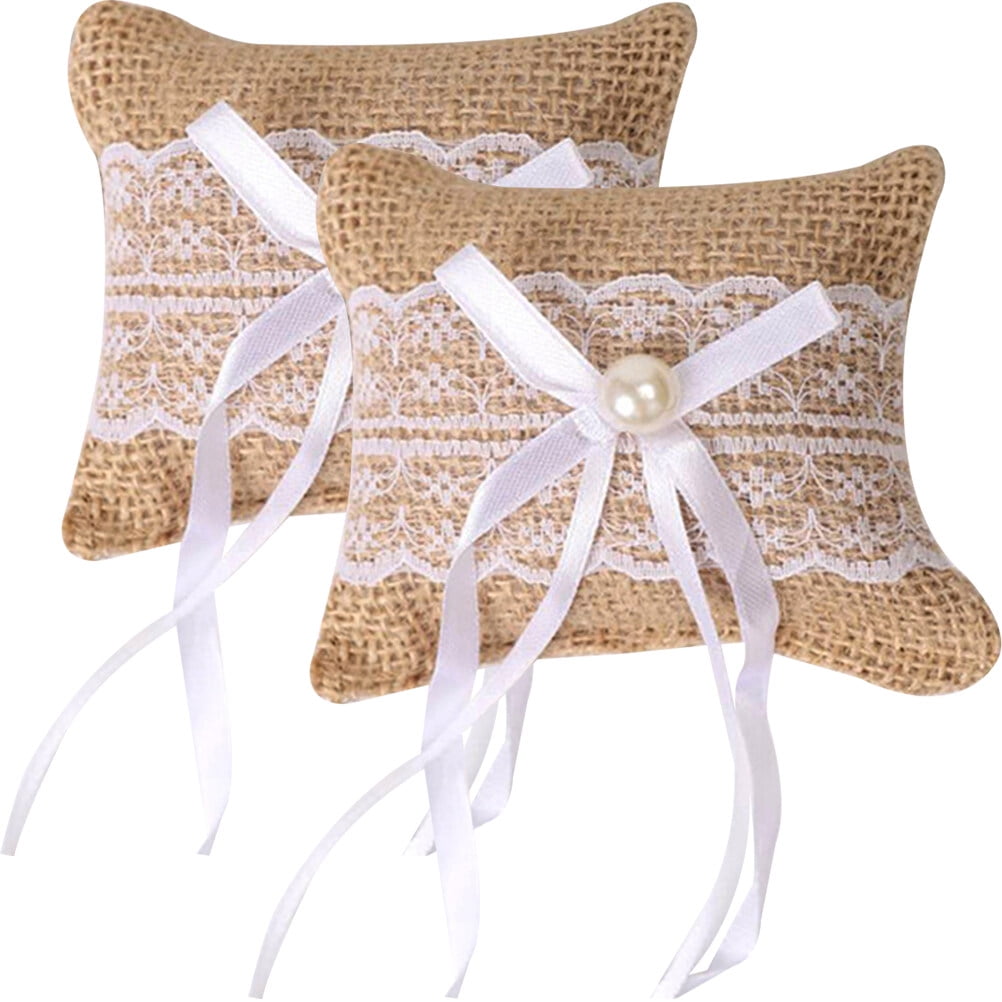 SHISUYAN 2pcs Wedding Ring Bearer Pillows Ring Cushions Wedding Couple ...