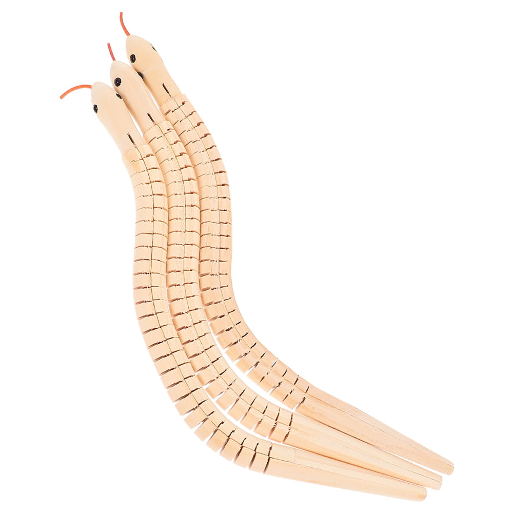 GOOHOCHY Wooden Snake Toy for Kids Set of 4 Beige Snakes with ...