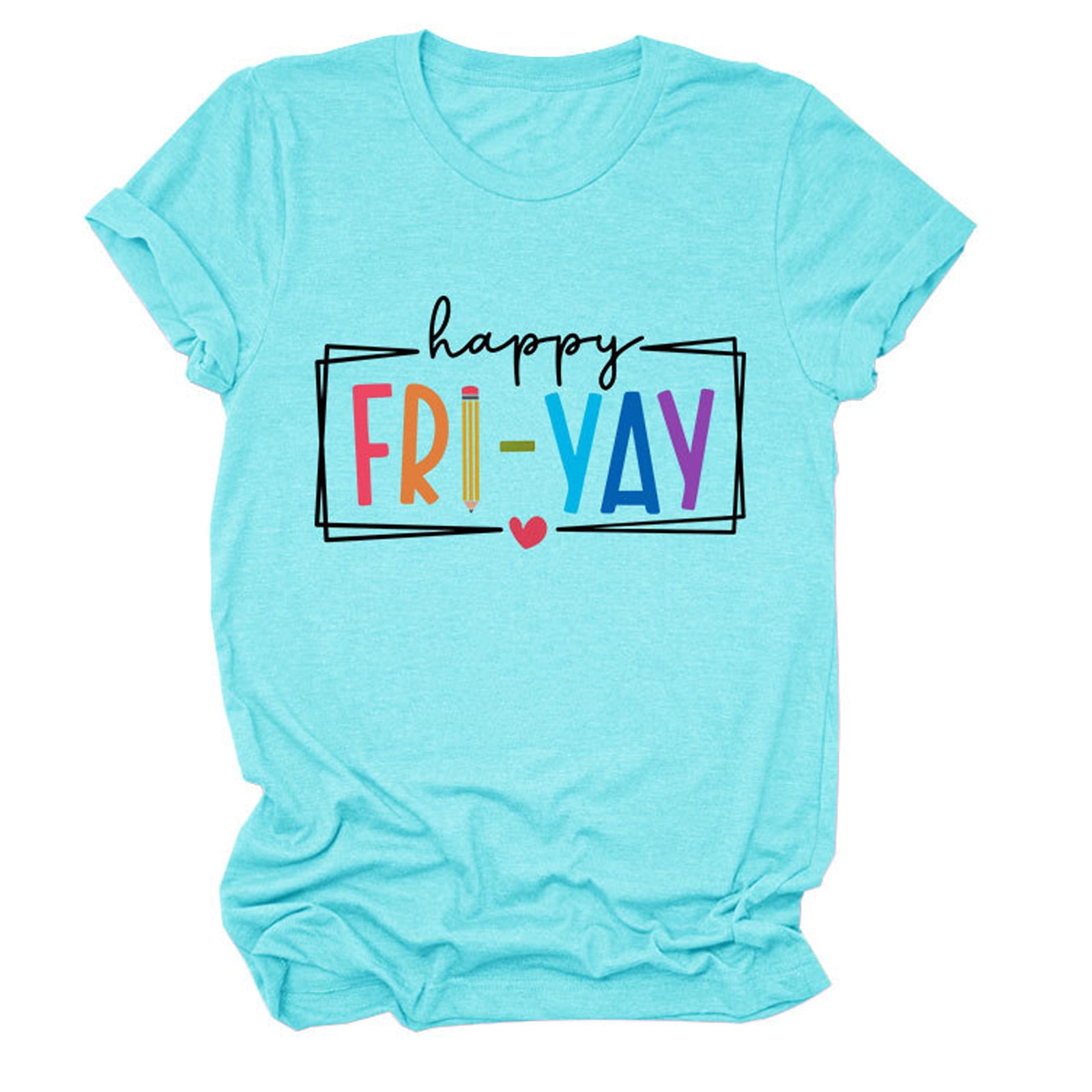 SHITINN Happy Yay Shirts for Women Short Sleeve Graphic Tees Casual ...