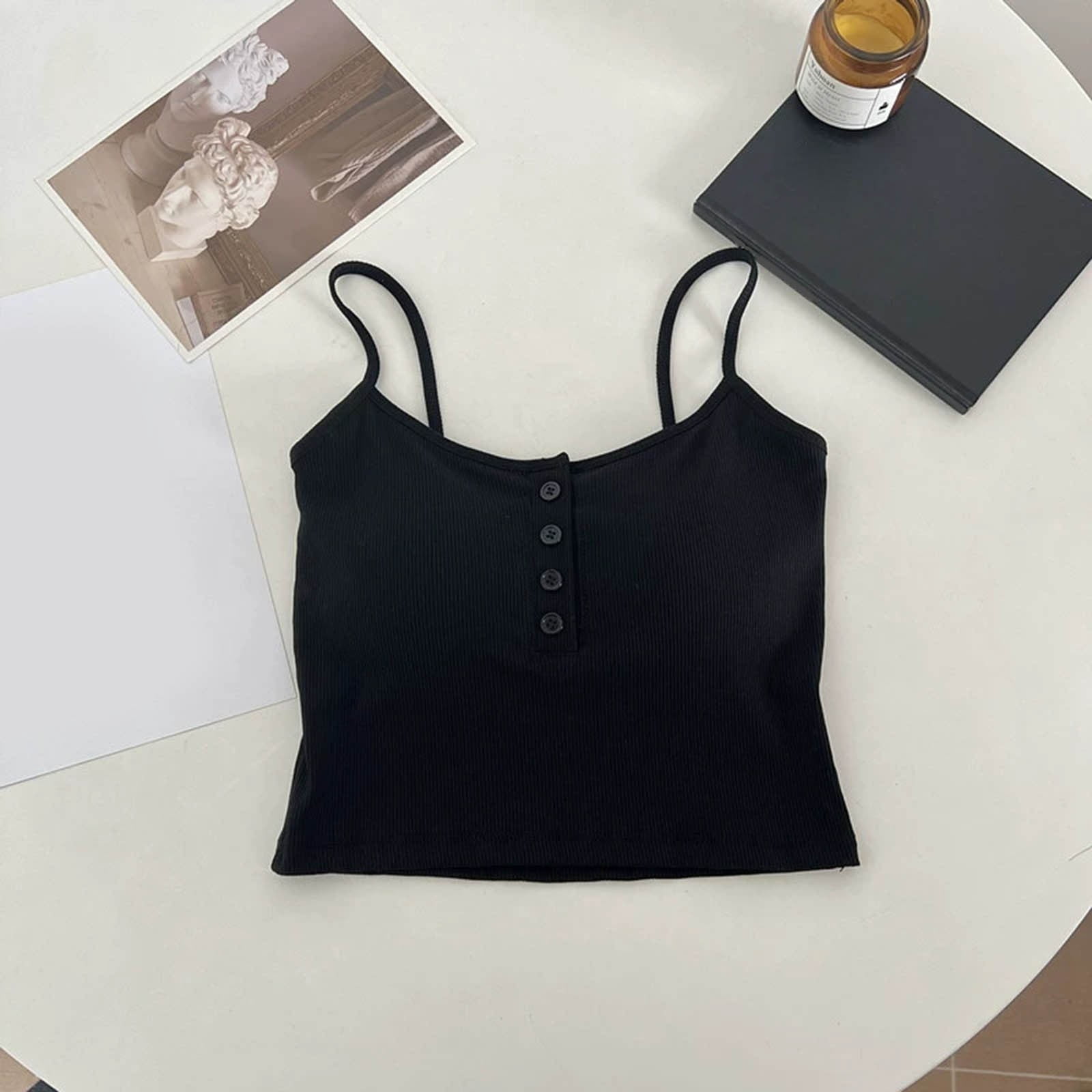 SHITINN Shelf Bra Camisoles Adjustable Spaghetti Strap Tank Tops Basic ...