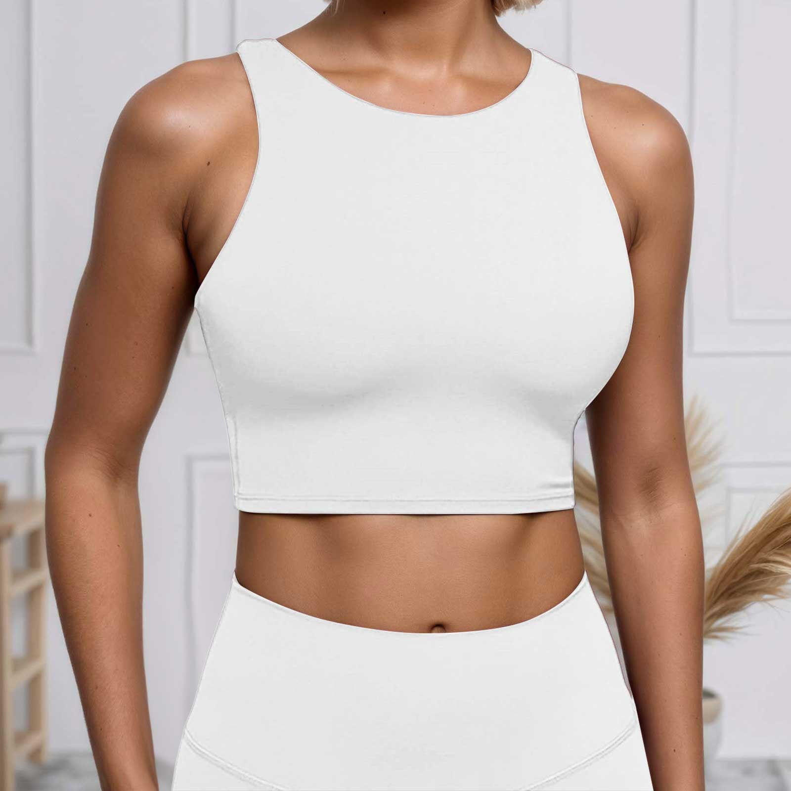 SHITINN Sports Bras for Women Supportive Longline High Neck Sports Bra ...