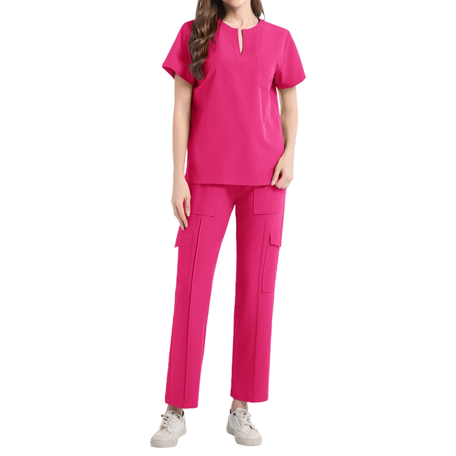 SHITINN Women'S Scrubs Easy Care Uniforms Red Scrubs Pants Cozy Fit ...