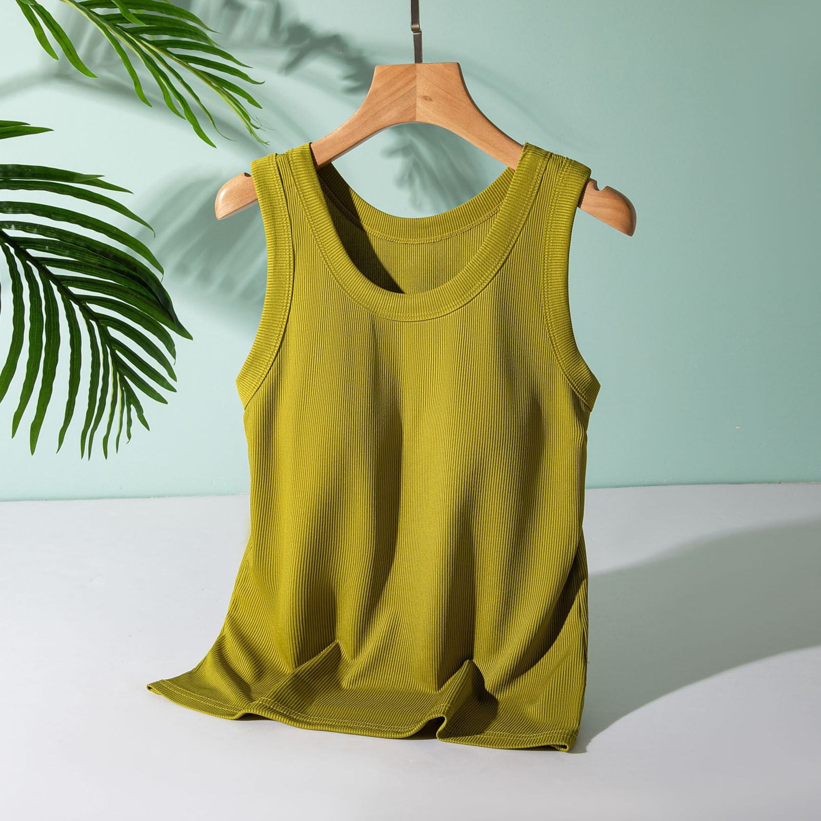 SHITINN Women's Neck Sleeveless Knit Ribbed Fitted Casual Crop Tank Top ...