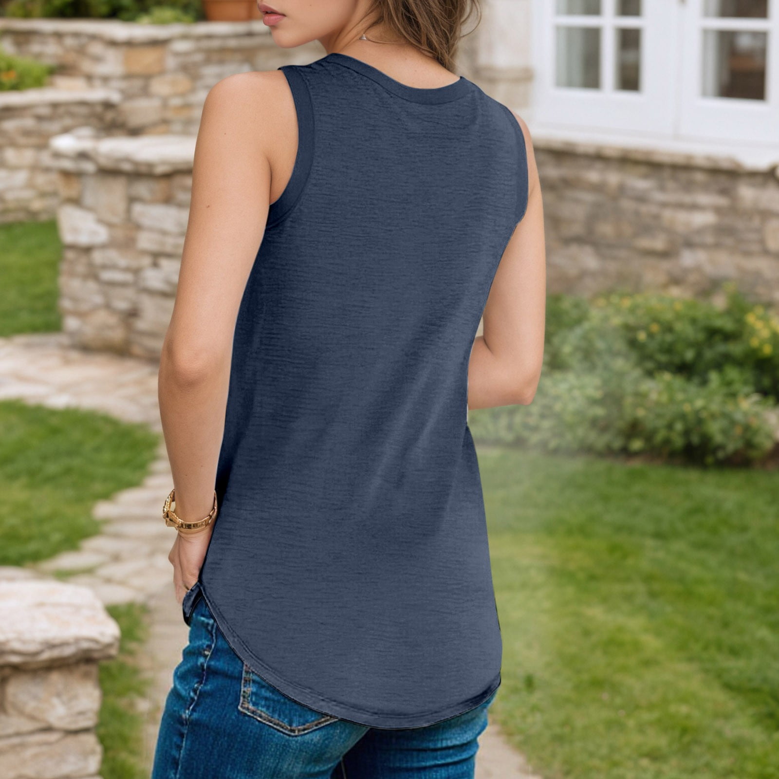 SHITINN Women's Strap Tank Top Sexy Trim Backless Vest Summer Going Out ...