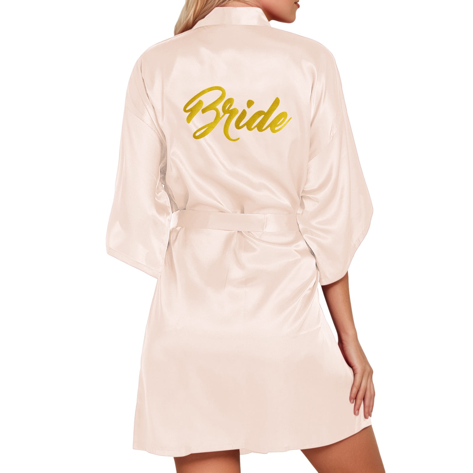 SHITINN Women's Wedding Party Team Bride Robe Letters Kimono Satin ...