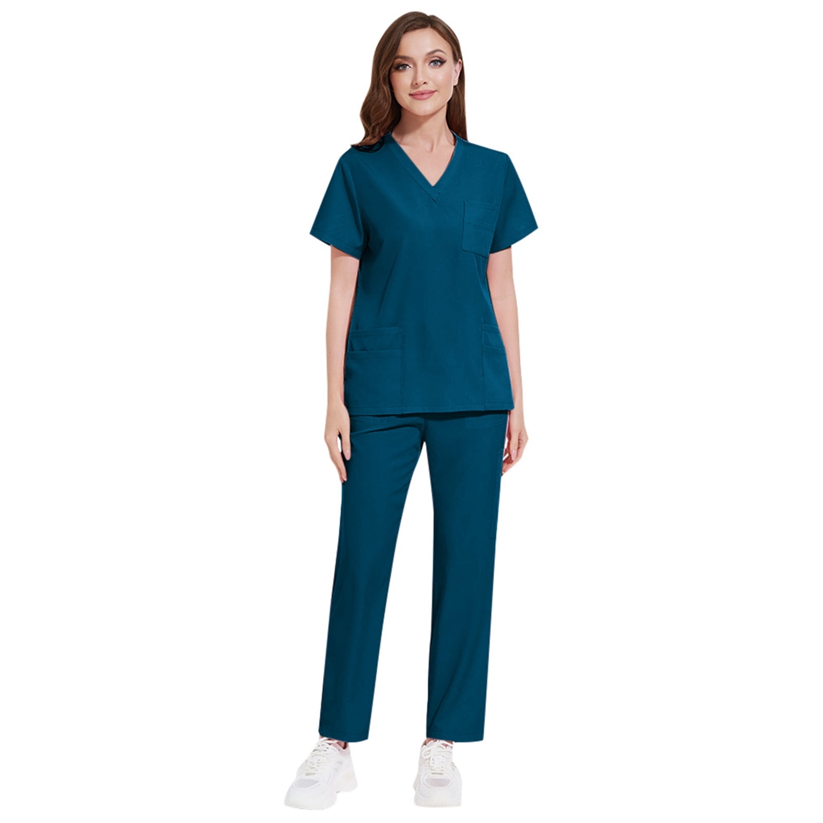 SHITINN Womens Scrubs Easy Care Uniforms Light Blue Scrubs for Women ...
