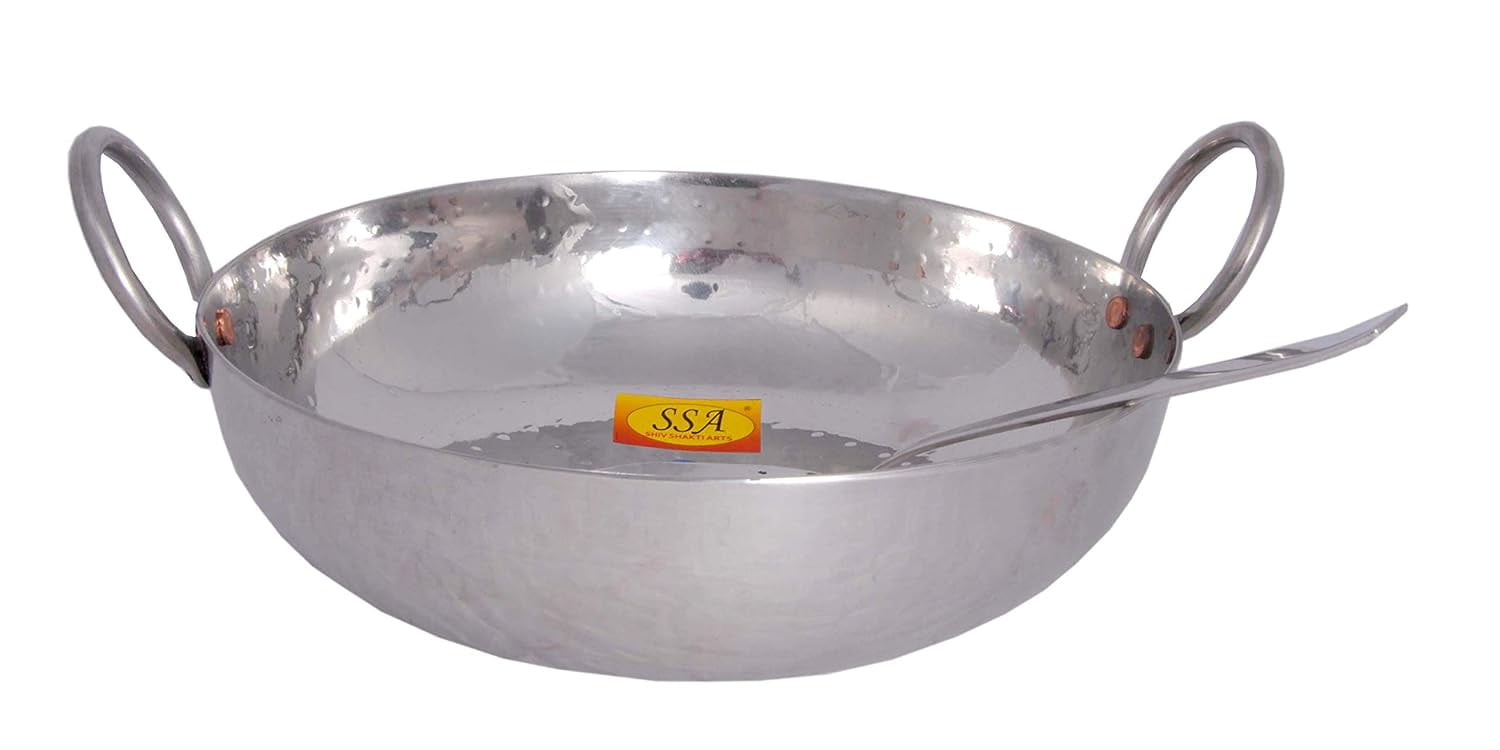 SHIV SHAKTI ARTS Multi Utility Heavy Gauge Stainless Steel Kadhai with ...