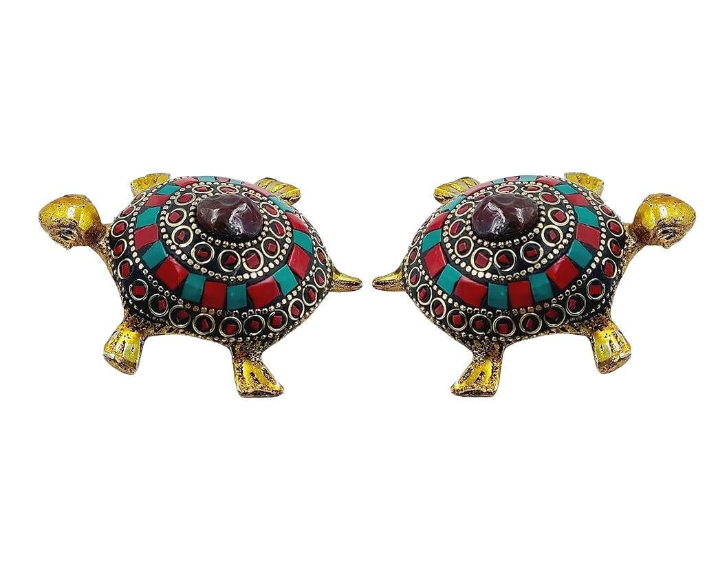 SHIVAE Essential Golden Tortoise with Stones Feng Shui Turtle Showpiece ...