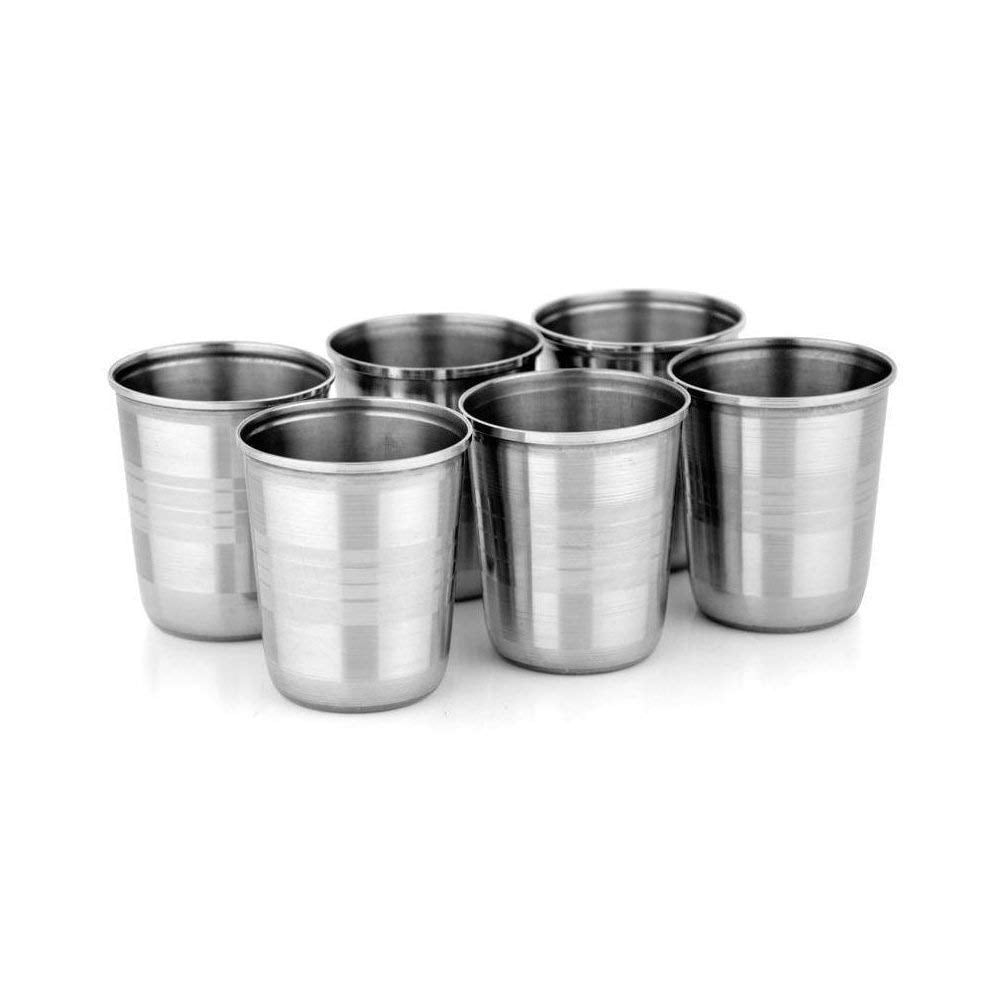 SHIVHOMEWORLD Stainless Steel 6 Piece Glass Set 200ml - Walmart.com