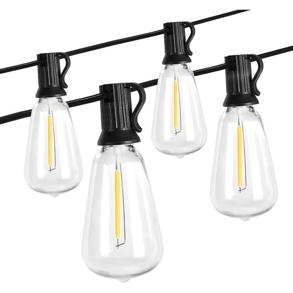 SHIYOU-10FT Outdoor String Lights with 10 Bulbs,ST38 1W Plastic LED ...