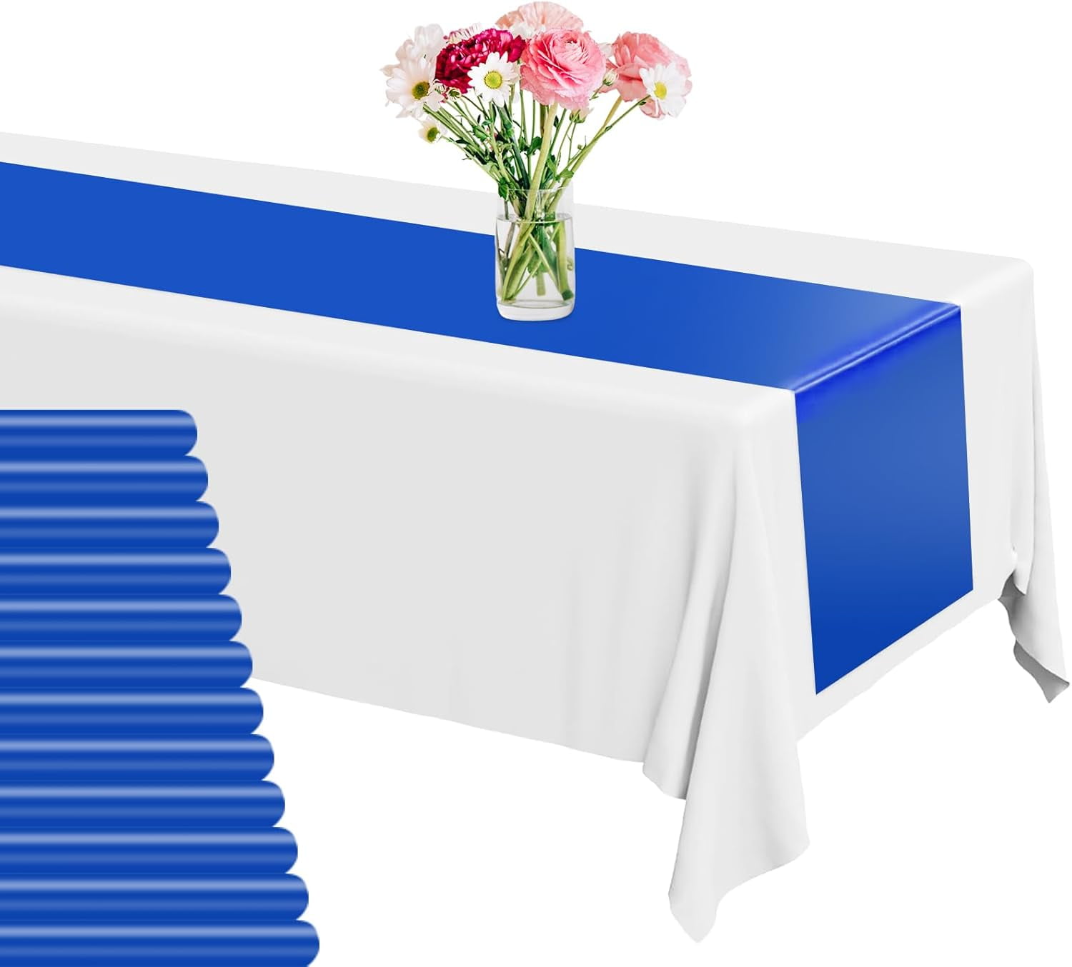 SHIYOU-12 Pack Plastic Table Runner 14 X 108inch Royal Blue Long ...