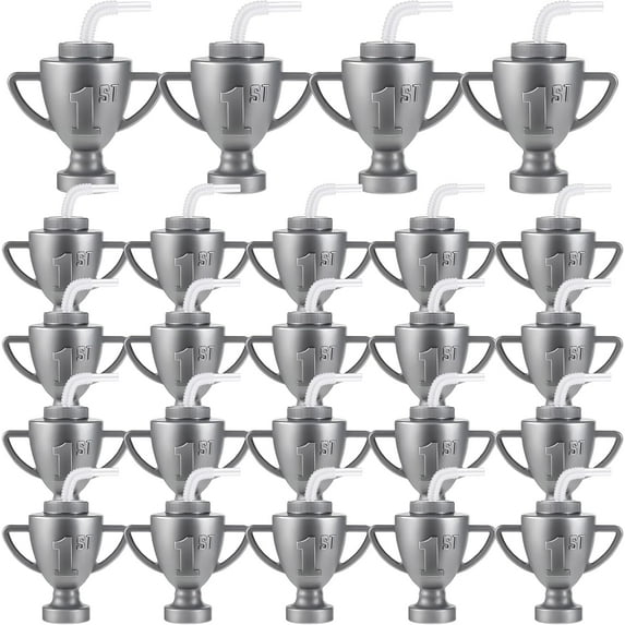 SHIYOU-12 Pcs Race Car Trophy Cups With Straws and Lids 12 Oz Plastic ...