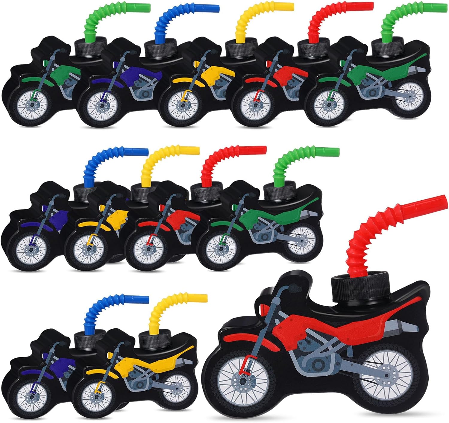 SHIYOU-12 Sets Dirt Bike Cups with Straws,Plastic Motorcycle Cup for ...