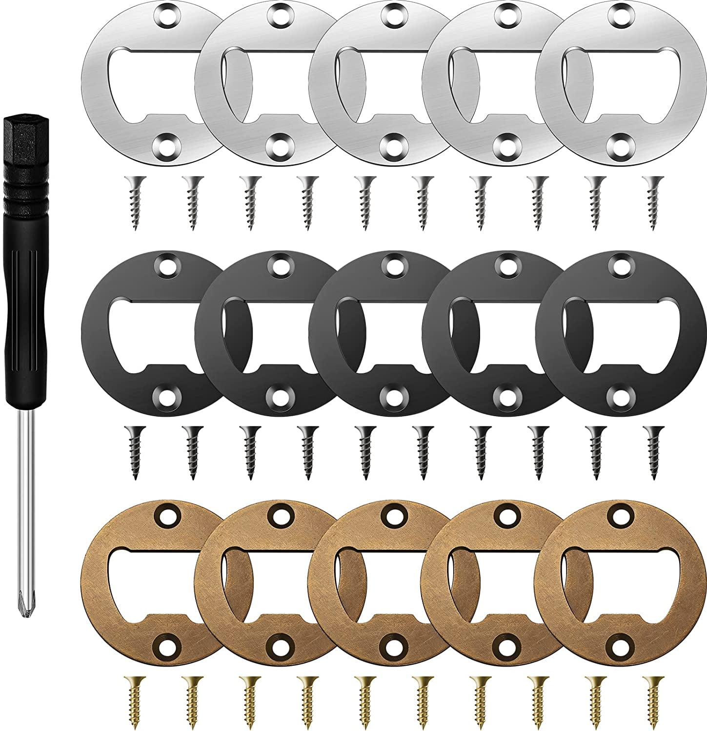 SHIYOU-15 Sets Bottle Opener Inserts Kit Stainless Steel Round Bottle ...