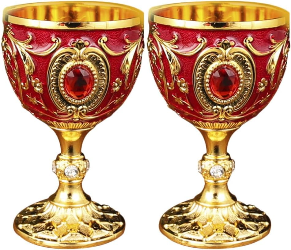 SHIYOU-2.7 Inch Retro Goblets Metal Wine Cups Royal Chalices Medieval ...