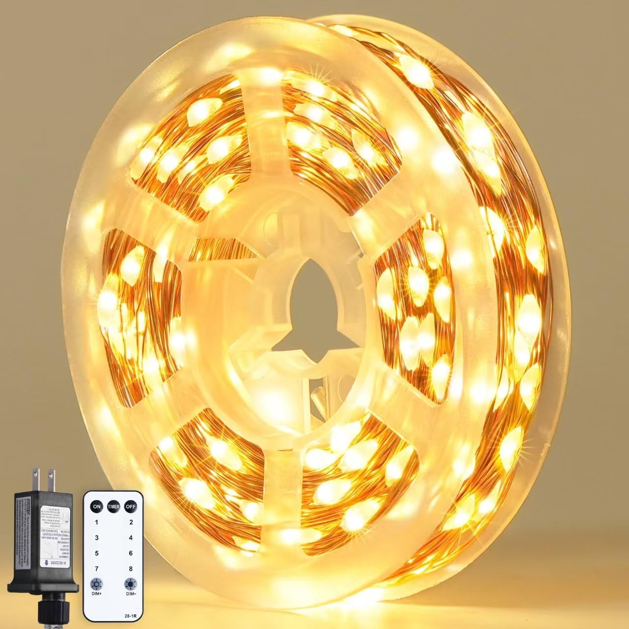 SHIYOU-200 LED Warm White Fairy Lights Plug in, 8 Modes String Light ...