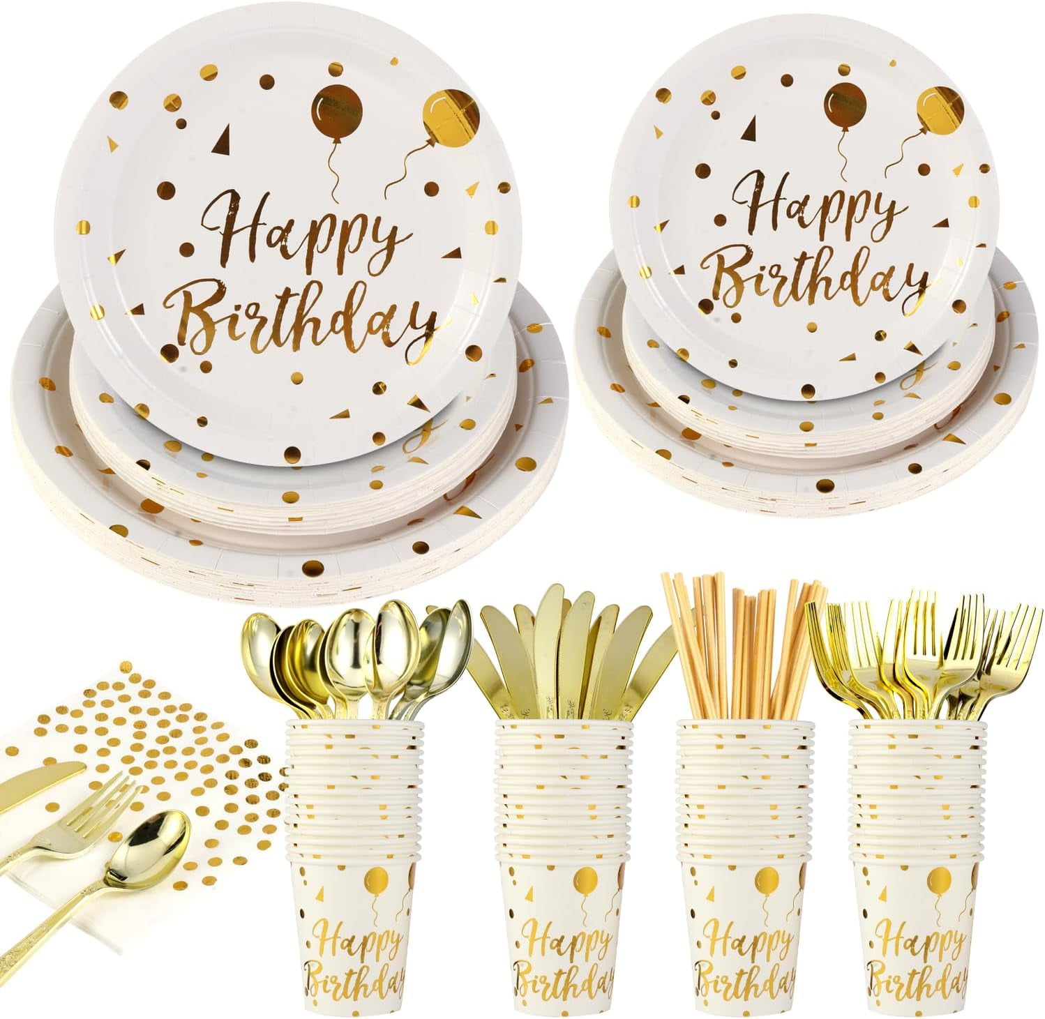 SHIYOU-200Pcs Disposable Party Dinnerware Set, Paper Tableware Set ...