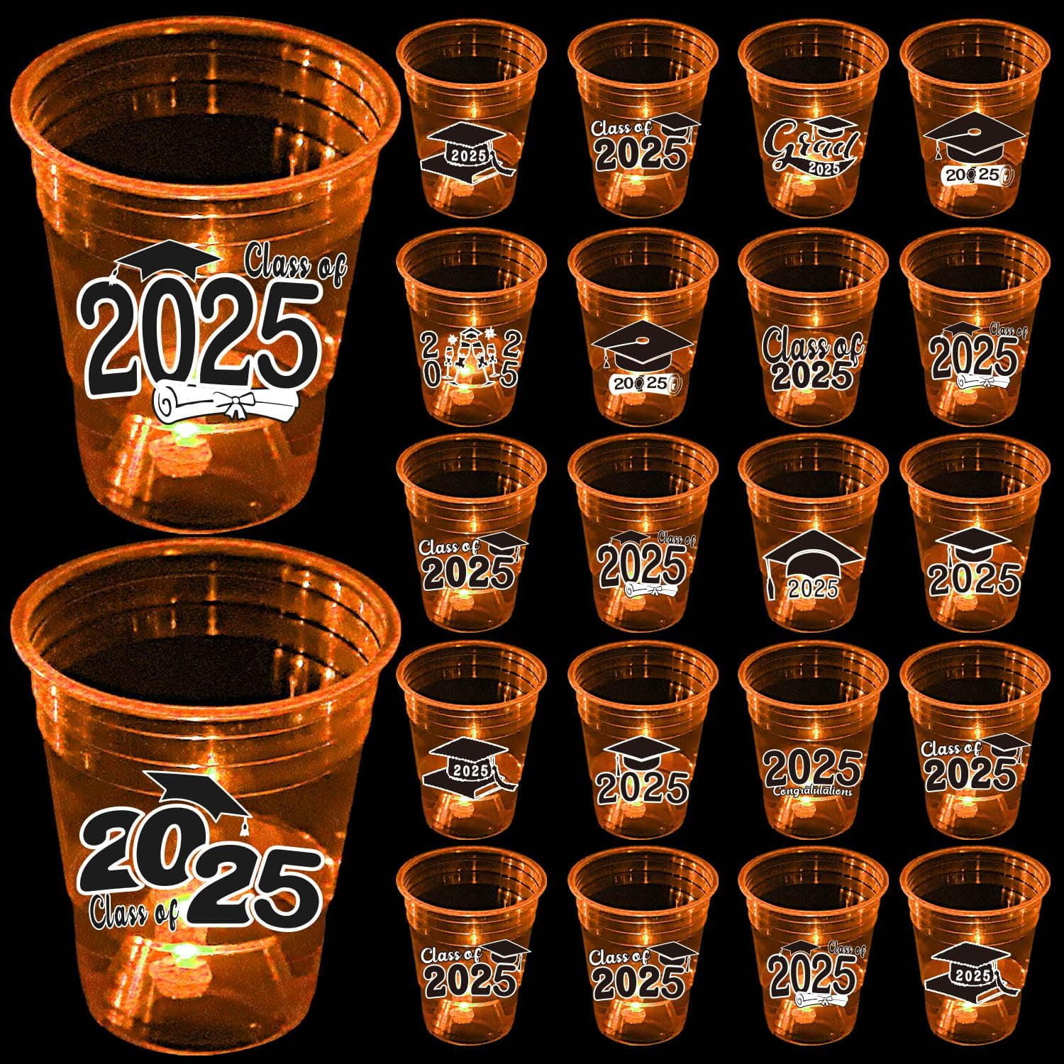SHIYOU-2025 Graduation Party Cups 40 Pack - Glow in The Dark 16oz ...