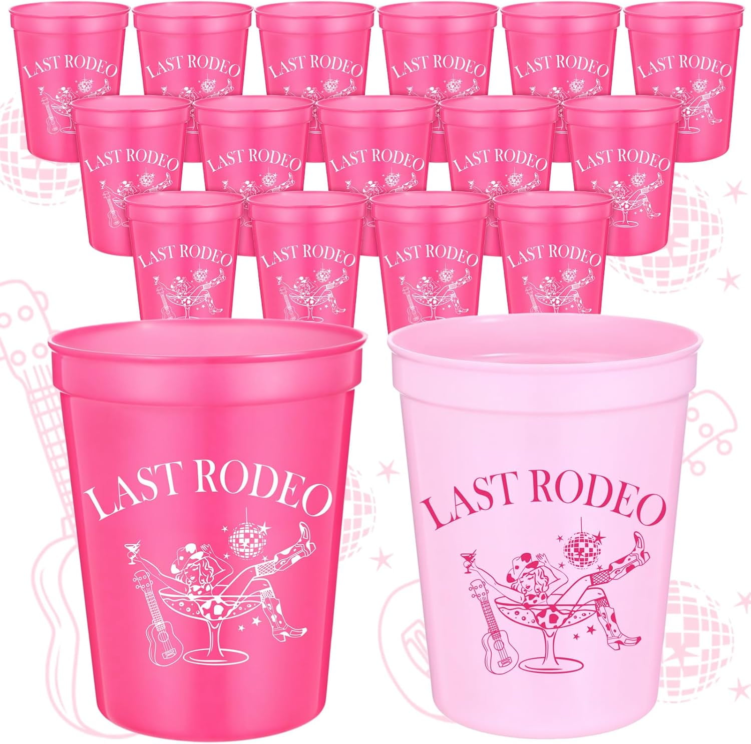 SHIYOU-24 Pack Pink Bachelorette Party Plastic Cups Bulk 16oz Last ...