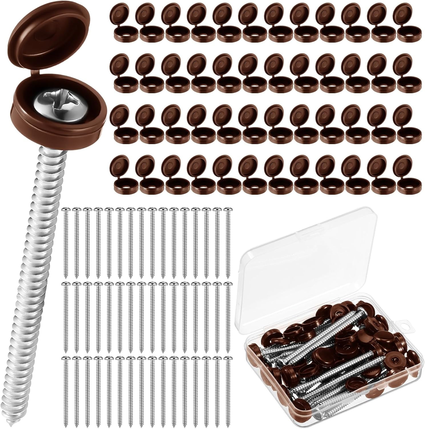 SHIYOU-24 Set 3 Inch Shutter Screws and Caps Shutter Screws with Caps ...