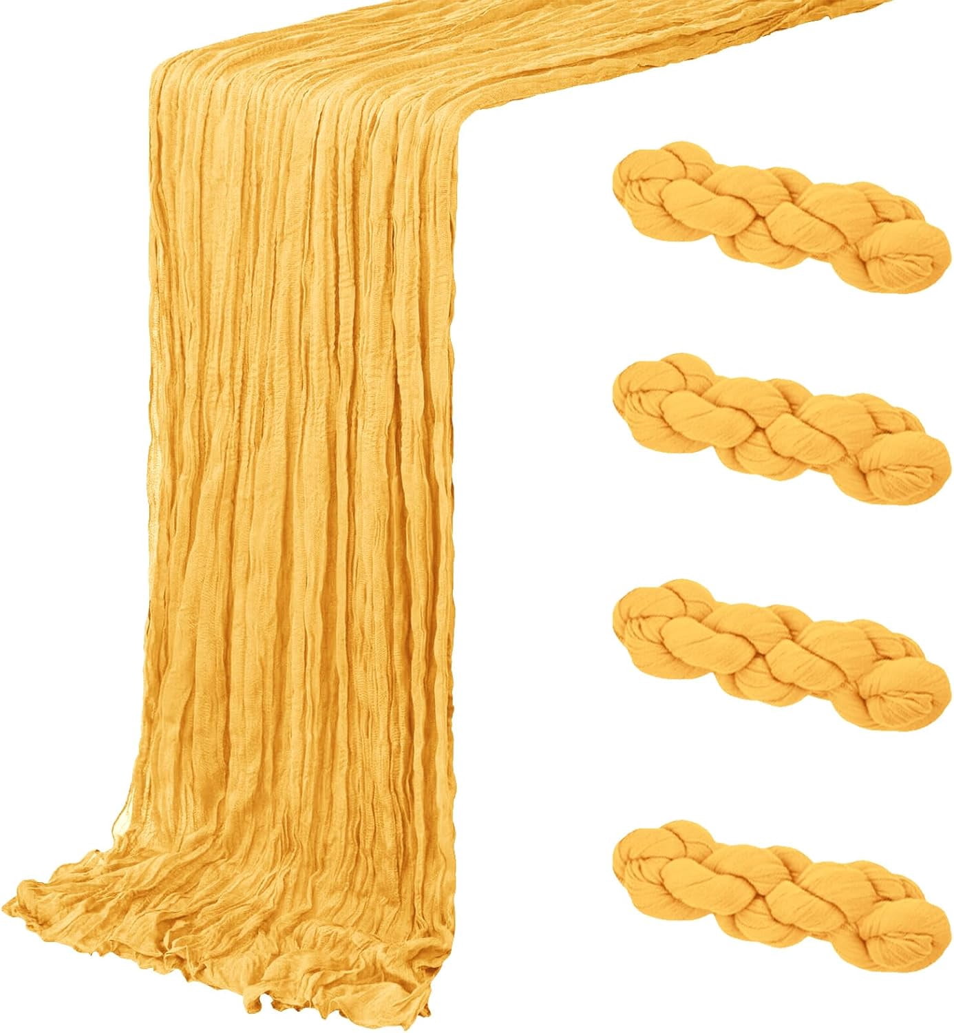 SHIYOU-4 Pack Gold Cheesecloth Table Runner 20 x 120 inch Gauze Table ...