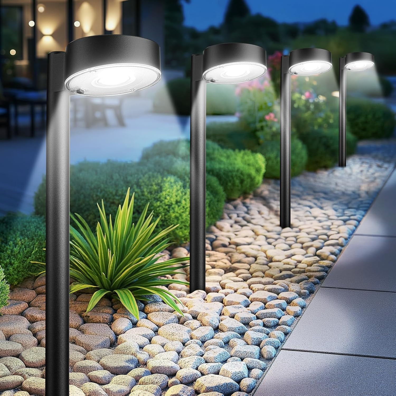 SHIYOU-4 Pack Solar Pathway Lights Outdoor, 12 Brighter LED Solar ...