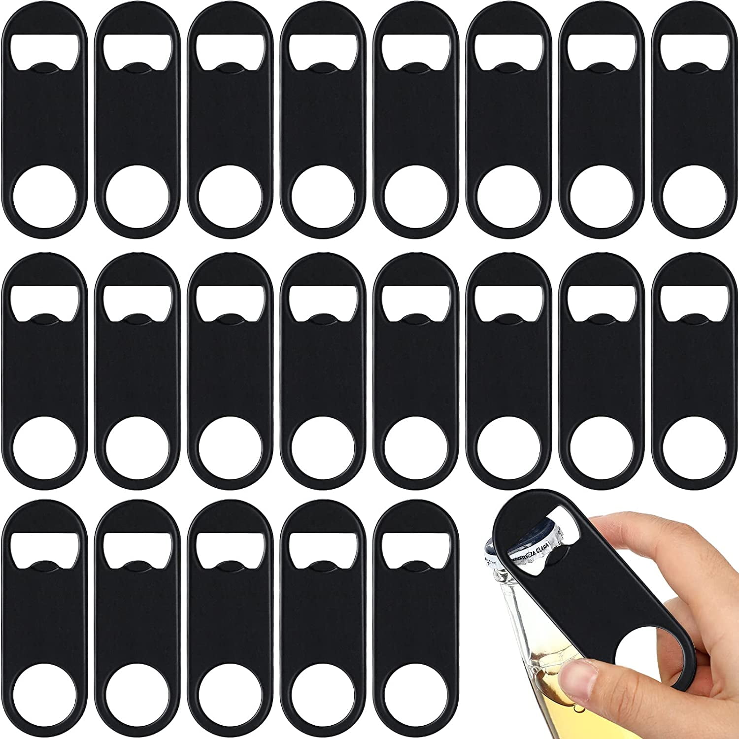SHIYOU-50 Pcs Bottle Openers Stainless Steel Flat Bottle Opener Bulk 3. ...
