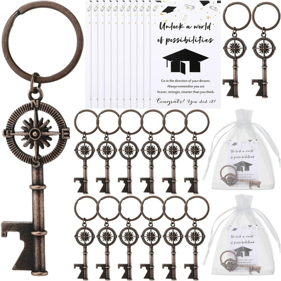SHIYOU-50 Set Graduation Party Favors Compass Bottle Openers Keychain ...