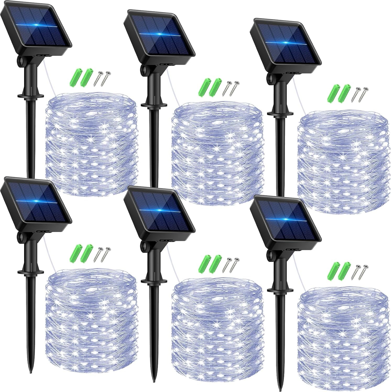 SHIYOU-6 Pack Solar Fairy Lights Outdoor, 32FT 80LED Solar Powered ...