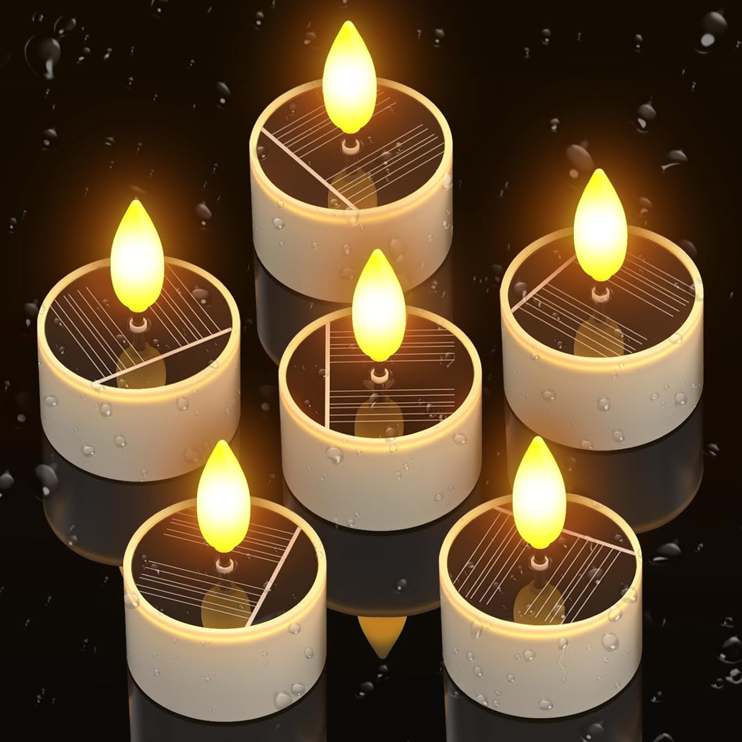 SHIYOU-6 Pack Solar Tea Lights Outdoor Waterproof, Small Solar Lights ...