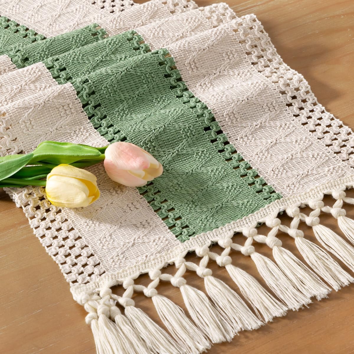 SHIYOU-Boho Table Runner Summer Farmhouse Rustic Dining Kitchen ...