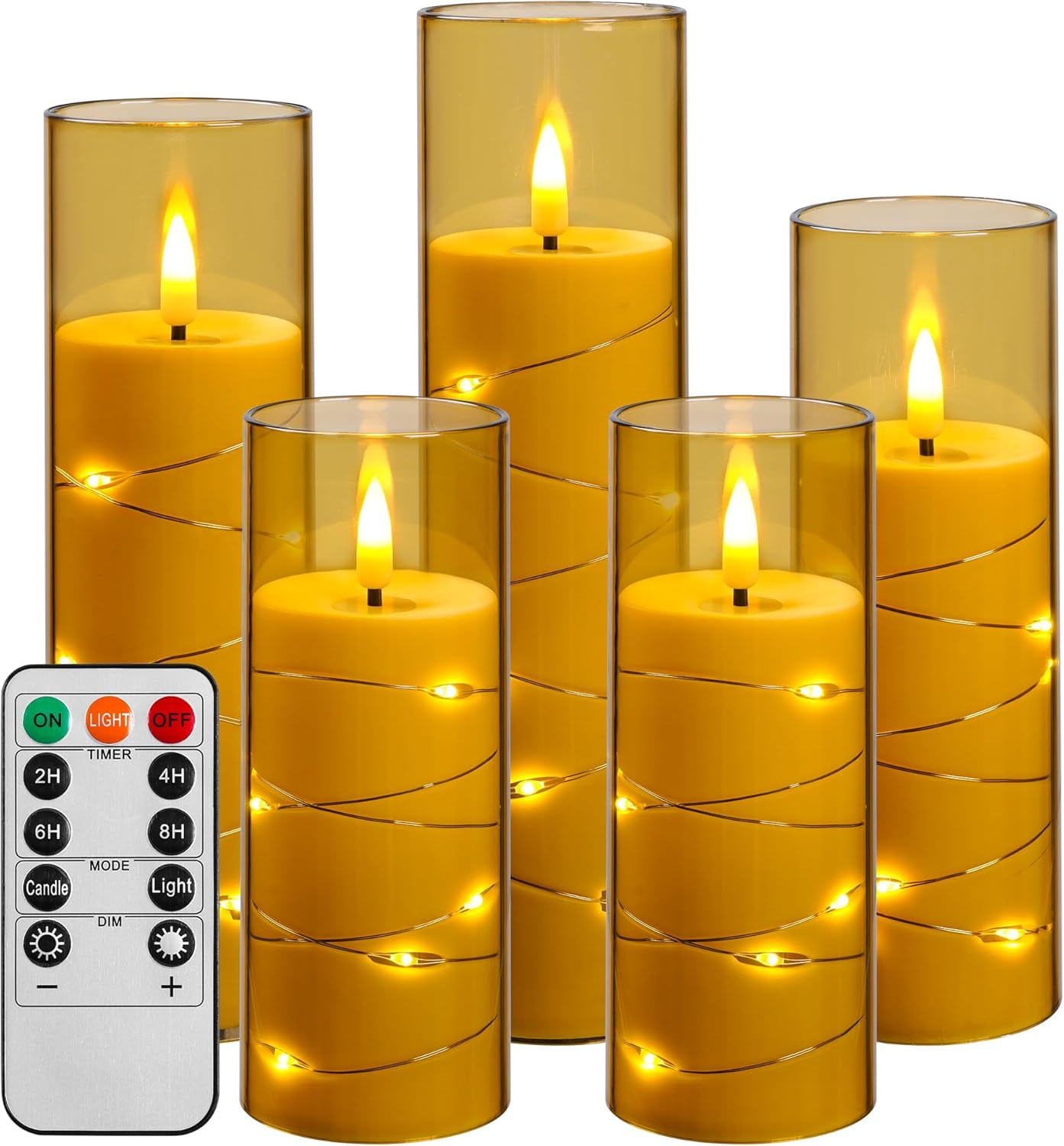 SHIYOU-Flameless Candle Light, Battery Candle with recessed String ...