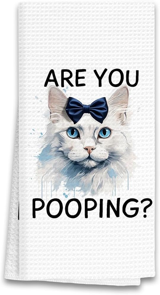 SHIYOU-Funny Cat Hand Towels, are You Pooping Decorative Hand Towels ...