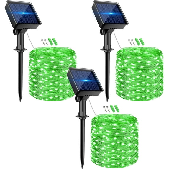 SHIYOU-Green Solar Fairy Lights Outdoor, 3 Packs Total 96FT 240 LED ...