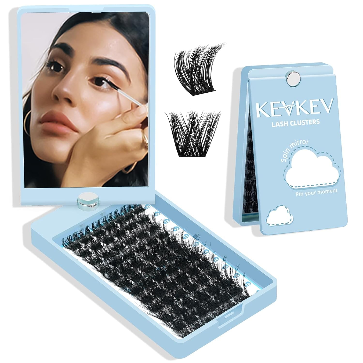 SHIYOU-Lash Clusters 72 Pcs Cluster Lashes Special Spin Mirror Case DIY ...
