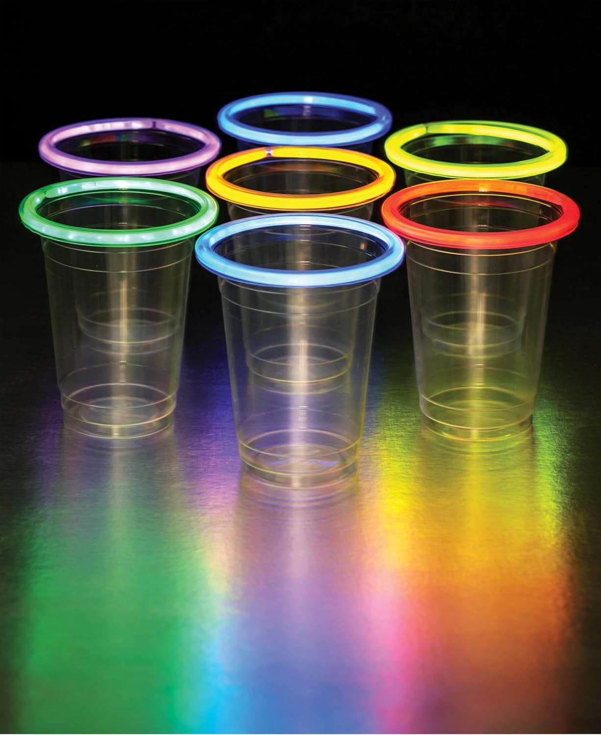 SHIYOU-Plastic Party Cups with Glow Stick Rim, Light Up Cups, Beer Pong ...