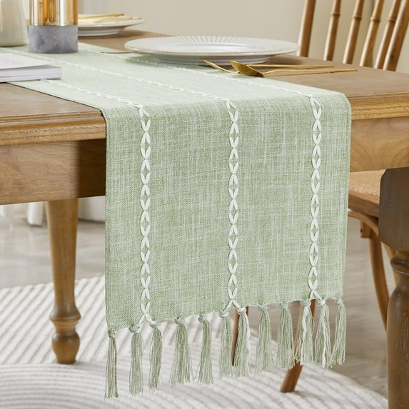 SHIYOU-Rustic Linen Table Runner Farmhouse Style Table Runners 48 ...