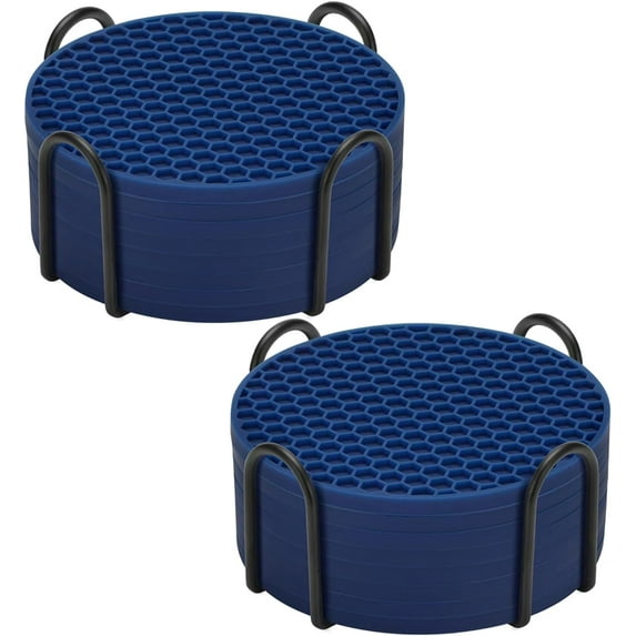 SHIYOU-Silicone Coaster Set of 16 with Holder, Drinks Coasters ...