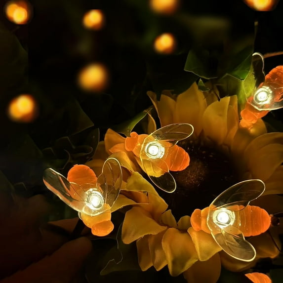 SHIYOU-Solar Bee Lights - 60 LED Solar Bees String Lights Outdoor ...