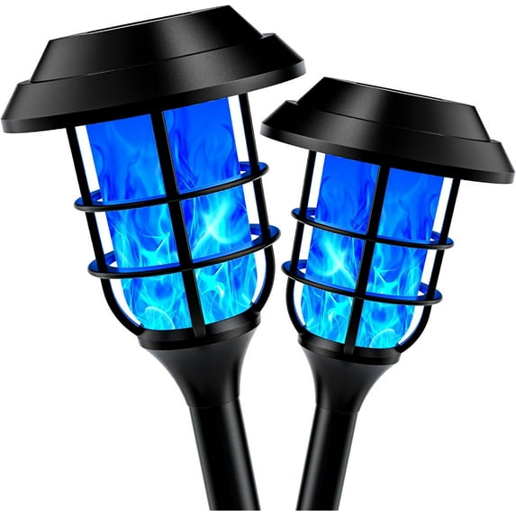 SHIYOU-Solar Lights Outdoor, 2 Pack Solar Torch Light with Blue ...