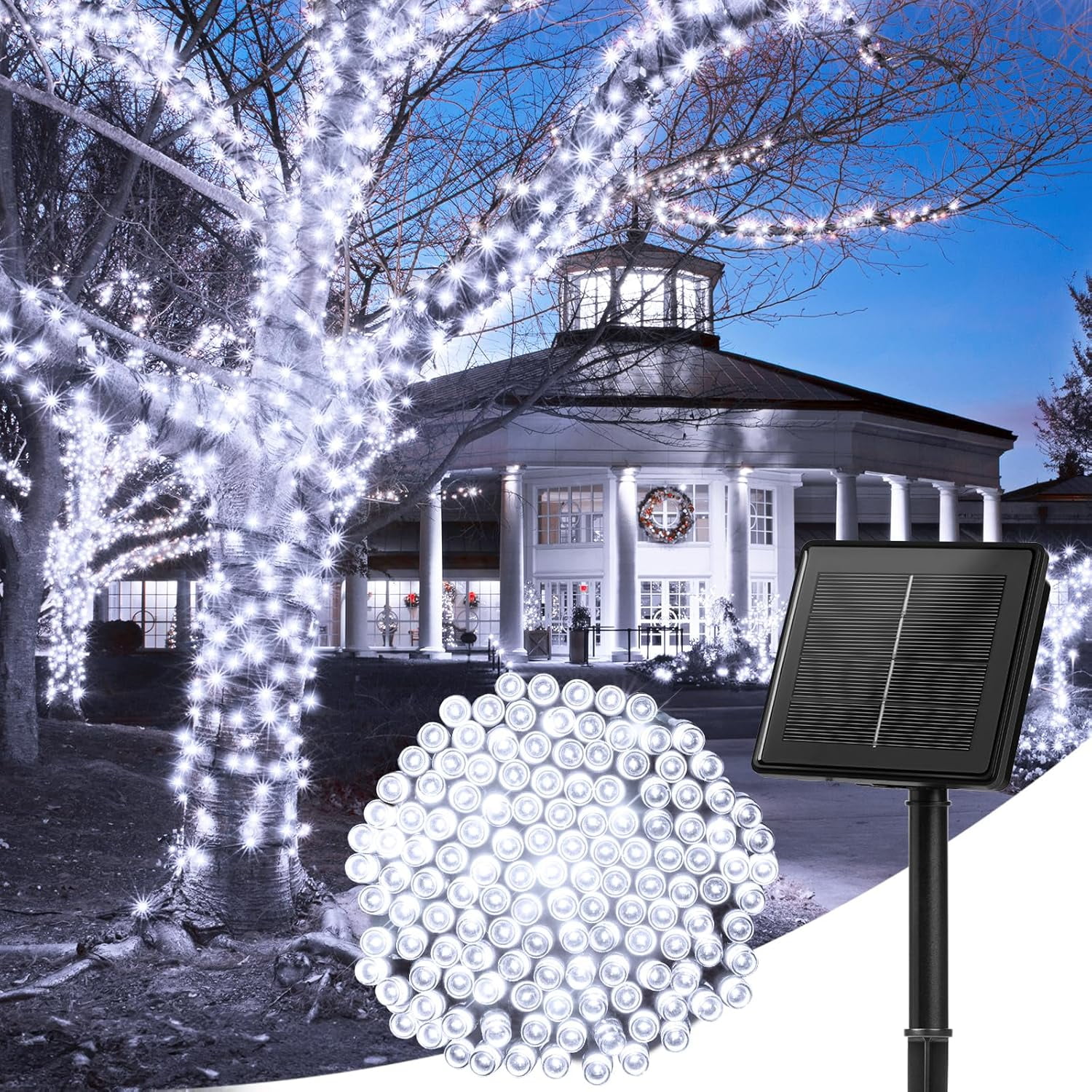 SHIYOU-Solar Powered String Lights - 72FT, 200 LED with 8 Modes ...