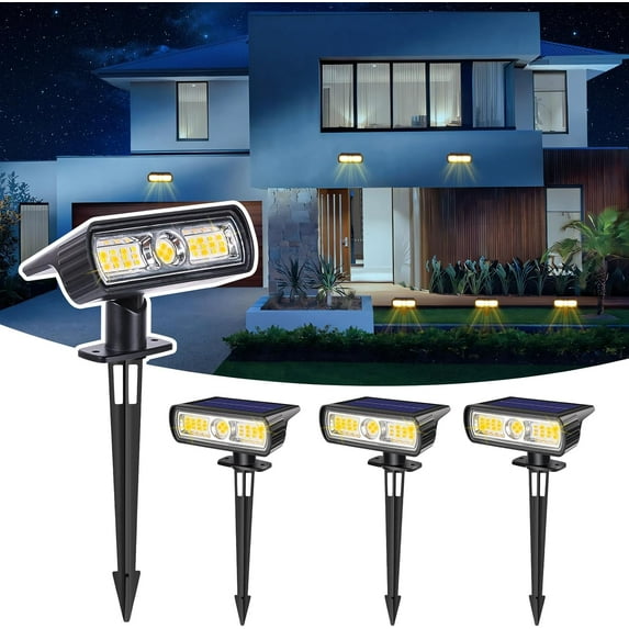 SHIYOU-Solar Spot Light Outdoor, 4 Pack Solar Lights Outdoor with 2 ...