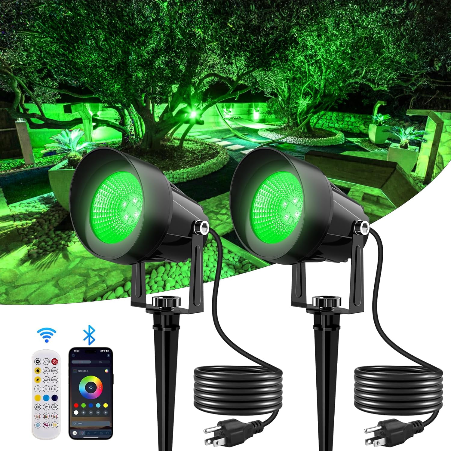 SHIYOU-Spot Lights Outdoor, Smart RGBW LED Color Changing Landscape ...