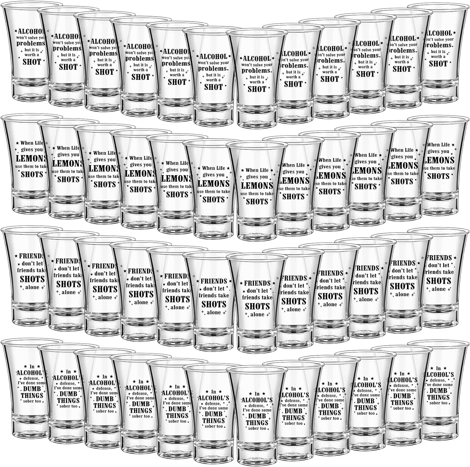 SHIYOU-Tessco Set of 48 Acrylic Clear Party Shot Glasses 1.2 oz Heavy ...