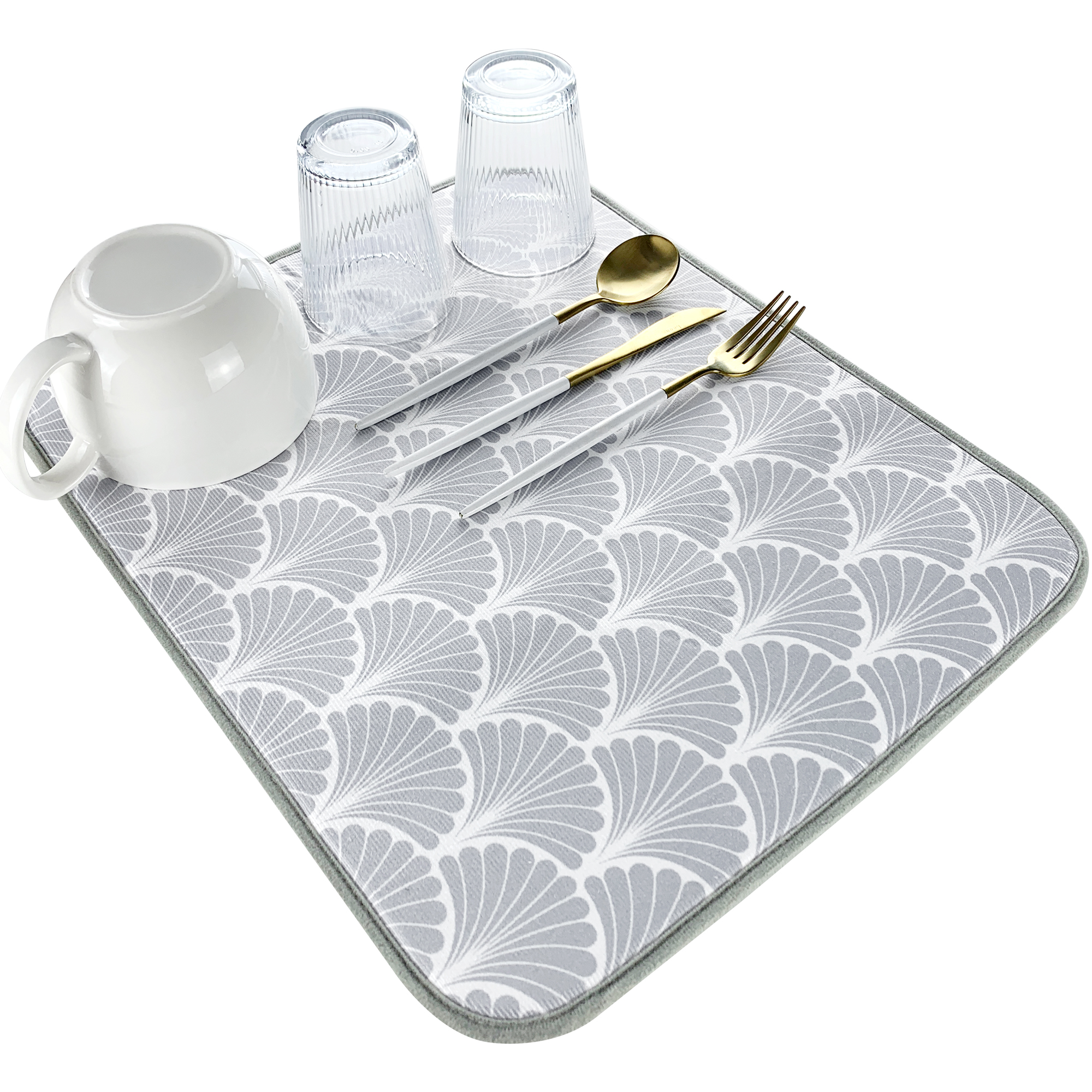 SHIYUE Dish Drying Mat for kitchen Absorbent Microfiber 16"x18" Gray ...