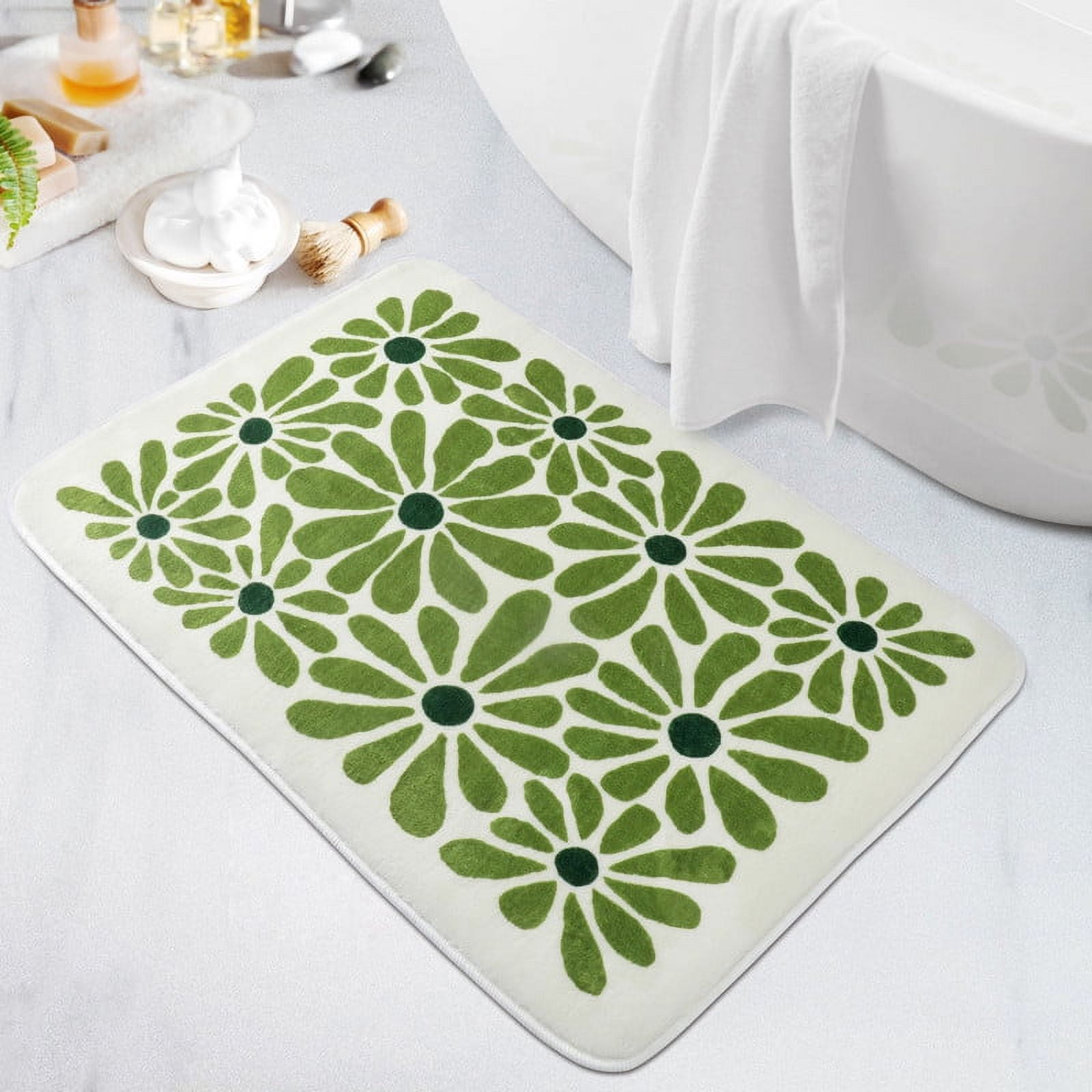 SHIYUE Green Bathroom Rugs Bath Mat, Non-Slip and Waterproof Back ...
