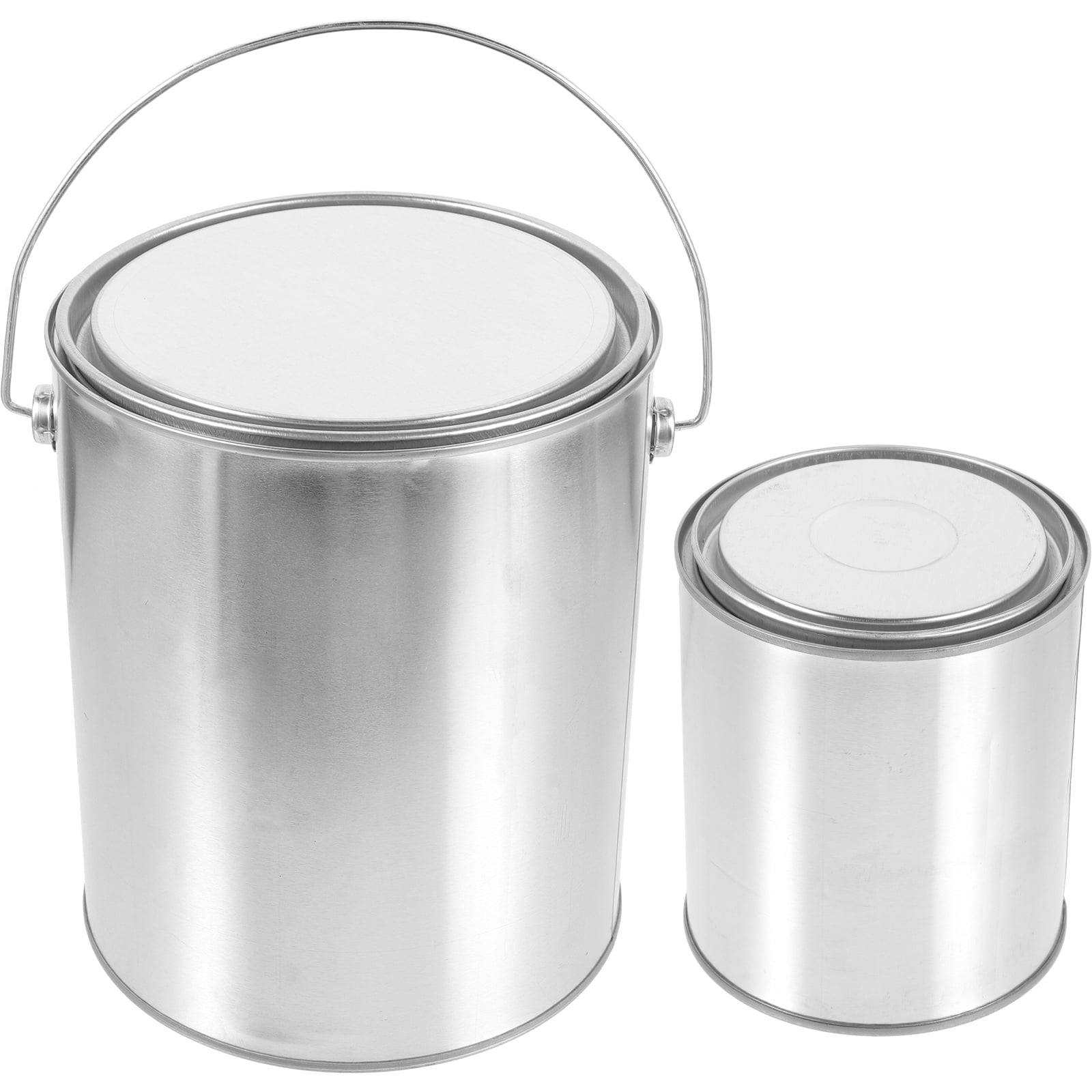 SHIYUU 2Pcs Metal Paint Buckets with Lid - 4L and 1L Sizes for DIY ...