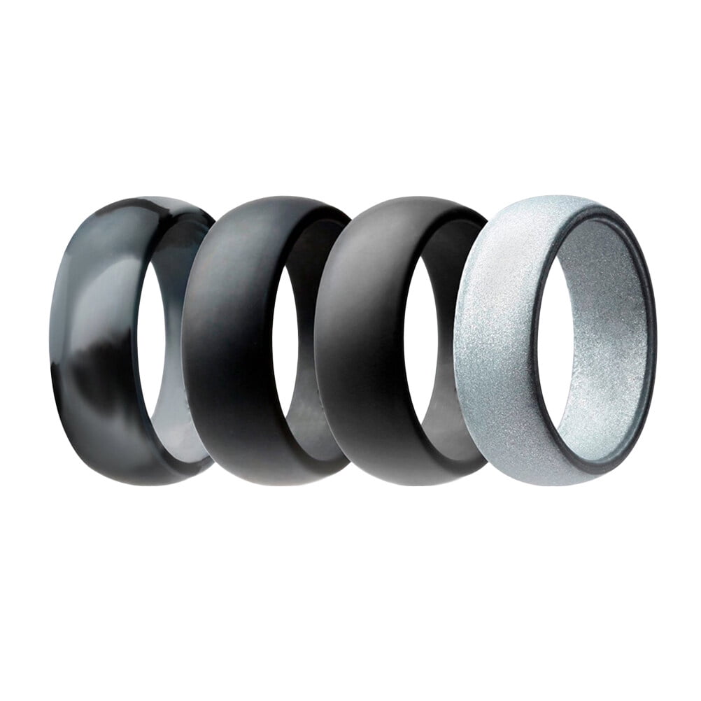 SHIYUU 4PCS Unisex Silicone Rings Fashion Gym Rings Simple Couple Rings ...