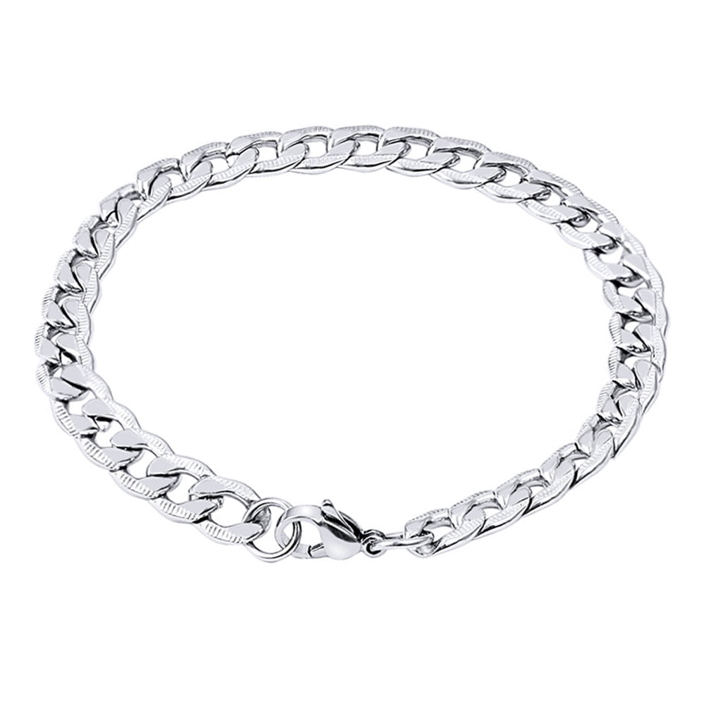 Men's Chunky Chain Bracelets Retro Jewelry 1 Set Titanium Steel Silver ...